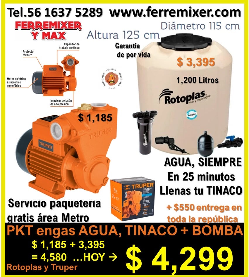 TINACO + BOMBA en 25 min AGUA, aunque tengas baja presión,. Siempre fu ...